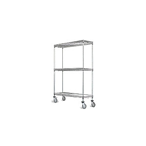 18" Deep x 36" Wide x 80" High 3 Tier Gray Wire Shelf Truck with 800 lb Capacity