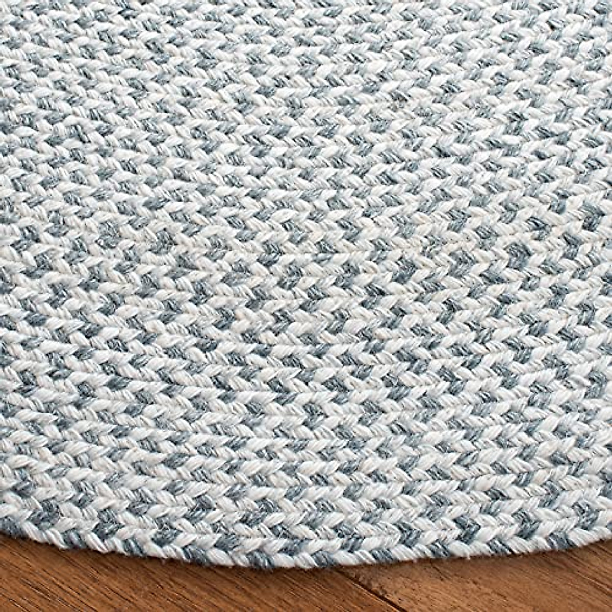 SAFAVIEH Braided Collection 5' Round Silver / Ivory BRD801G Handmade Country Cottage Reversible Area Rug
