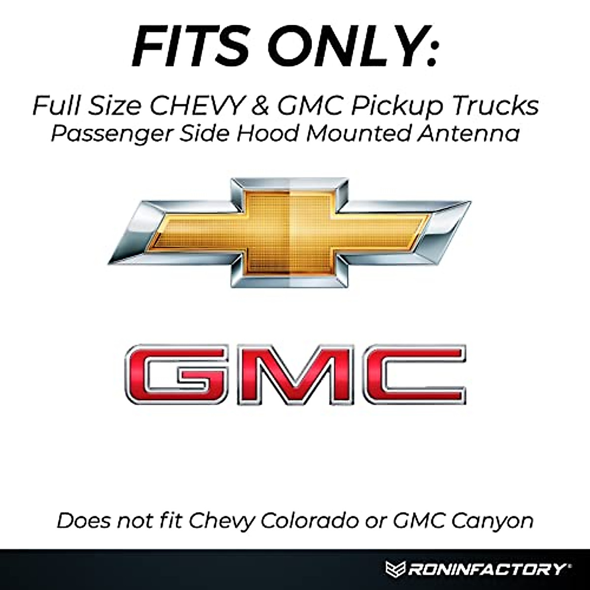 RONIN FACTORY - Chevy Silverado & GMC Sierra Denali Short Antenna 5" Fits All Chevy & GMC Model Years - Anti-Theft - Replacement Antenna Carwash Safe - Flexible Silicone