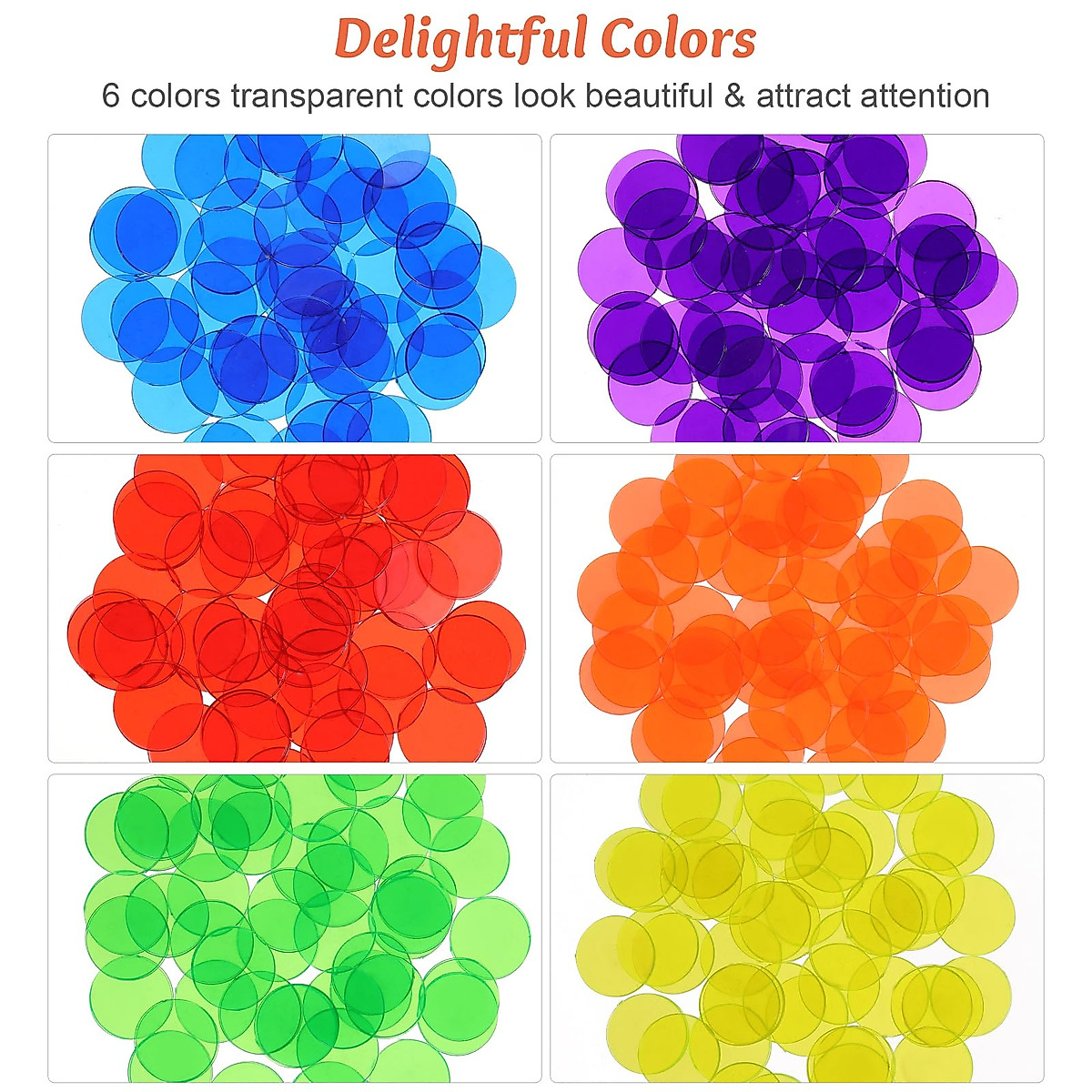 ifundom Bingo Chips, 6 Colors 300 Pcs Small Plastic Learning Counters Disks Bingo Chip Counting Discs Markers for Math Practice and Poker Chips Game Tokens