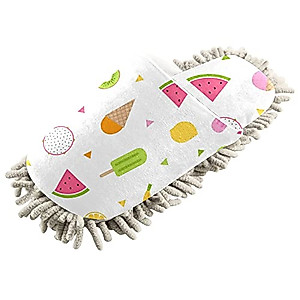 Microfiber Cleaning Slippers Cute Tropical Fruits Washable Mop Shoes Slipper for Men/Women House Floor Dust Cleaner, Size M