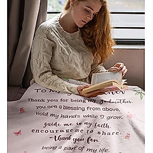 Yamco Godmother Gifts Blanket - Godmother Gifts from Godchild 60"X 50" Throw Blankets - Christian Gifts for Godmother - Baptism Gifts for Godmother Ideas