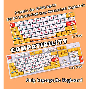 Corgi Dog Keycaps for Cherry MX Switches Cute Pets Mechanical Gaming Keyboard, PBT Key Caps Set（English Version）