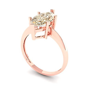 Clara Pucci 2.50 ct Marquise Cut Solitaire Natural Brown Morganite Engagement Bridal Promise Anniversary Ring 18K Rose Gold Size 10.5