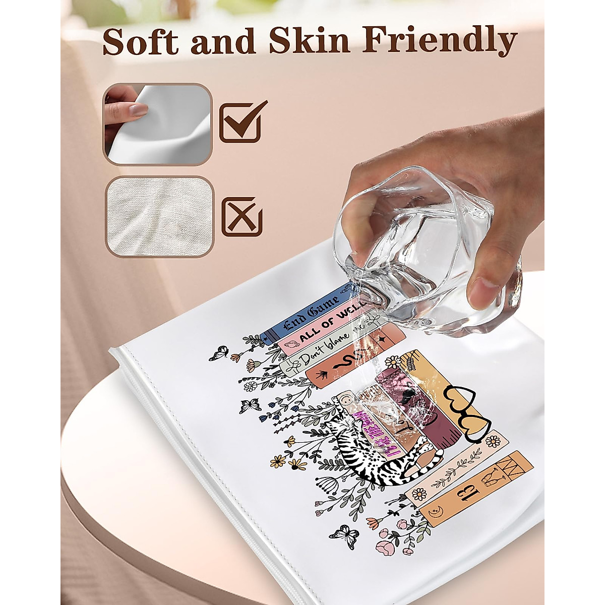 LISEVO Makeup Bag, Choice for Cartoon Make Up Bag for Women Friends Sister, Idea PU Leather Portable Makeup Pouch Travelling Cosmetic Toiletry Bag