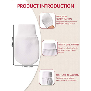 12 Pairs Newborn Baby Mittens Gloves No Scratch Baby Mittens for 0-6 Months Baby Boys Girls (White)