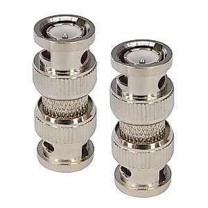 onelinkmore BNC Male to Male Coupler Connector M/M BNC Male Plug to Male Plug Coupler Connector BNC Male Coax Connector for CCTV gmrs Repeater Cable Security Video Camera Pack of 2