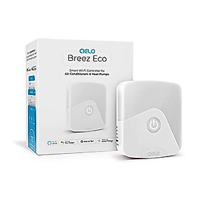 Cielo Breez Eco Smart AC Controller | Works with Mini Split, Window & Portable ACS | WiFi, Alexa, Google, SmartThings, Free Apps, NO Monthly Subscription | Schedules, Geofencing, Comfy & More (White)