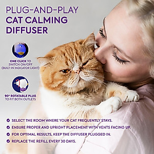 TopSum Cat Calming Diffuser Refills: 4 Pack Cat Pheromones Calming Diffuser Refill - Premium Cat Calming Diffuser Refill - Cat Pheromones for 4-Month Use, Cat Anxiety Relief, 4 Pack (Light Purple)