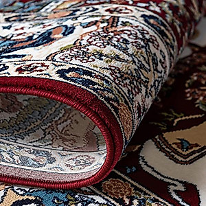 Unique Loom Narenj Collection Classic Traditional Hunting Scene Textured Design Area Rug, Rectangular 5' 0" x 8' 0", Burgundy/Tan