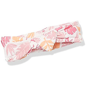 HonestBaby 2-Piece Organic Cotton Rib Romper W/Headband, Jungle Leaves Pink, 3-6 Months