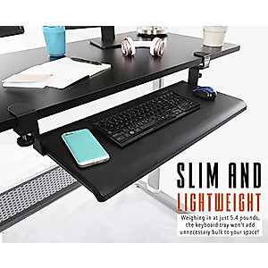 Stand Steady Easy Clamp-On Keyboard Tray - Extra Large Size - No Need to Screw Into Desk! Slides Under Desk - Easy 5 Min Assembly - Great for Home or Office!