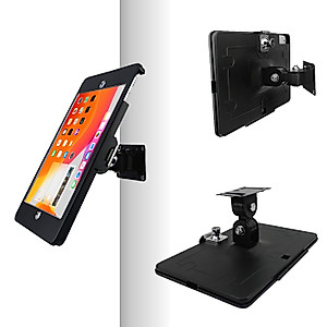 WeSTRUGGLE Tablet On Wall Mount Bracket for iPad 10.2-Inch (9th,8th,7th Gen.),with Anti Theft Security Lock and Key, Rotate Design Arbitrary Adjustment,Multi Angle,Metal,(Black)