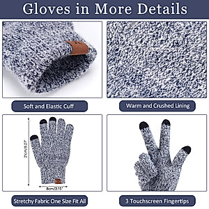 Womens Winter Warm Knit Beanie Hat Touchscreen Gloves Long Neck Scarf Set with Fleece Lined Skull Caps Gifts for Women Men