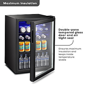 LAUREL CANYON Beverage Refrigerator-Mini Fridge, 95 Can Glass Door for Soda, Beer, Wine Small Drink Dispenser Cooler for Office, Bar, 2.6 cu ft, Black