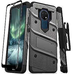 ZIZO Bolt Series for Nokia C5 Endi Case with Screen Protector Kickstand Holster Lanyard - Gun Metal Gray & Black
