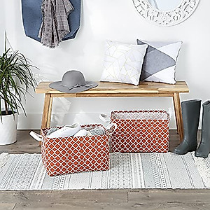 DII Laundry Storage Collection, PE Coated Collapsible Bin with Handles, Cinnamon Lattice, Extra-Large Set, 12.5x17.5x10.5"