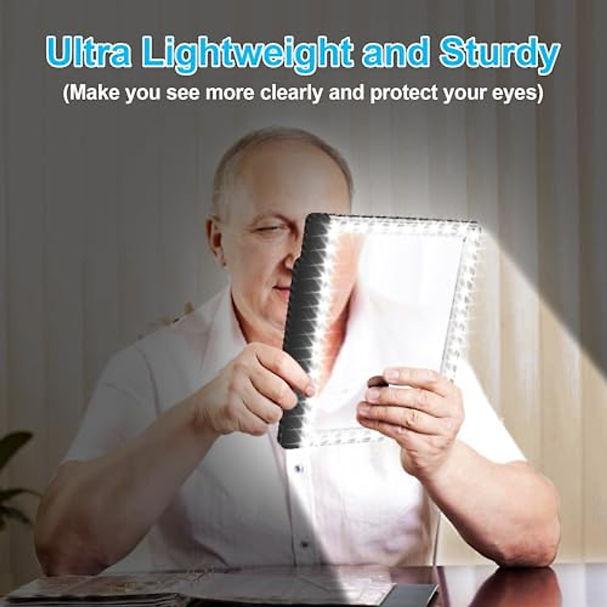 5X Magnifying Glass with Light 43 Ultra-Bright LEDs, Large Page Magnifying Glass for Reading, Lightweight Handheld Magnifier for Elderly People,Low Vision,Book Lovers