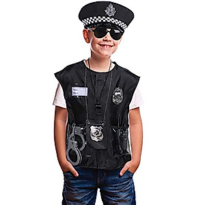 Police Costume for Kids Police Officer Dress Up set Halloween Role Play Kit for 3 4 5 6 7 8 Years old Boys Girls