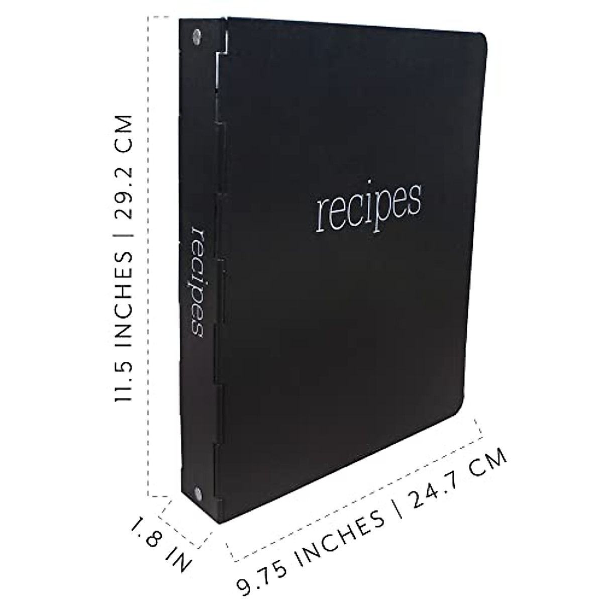 AuldHome Farmhouse Cookbook Recipe Binder (Black); Rustic Enamelware Style Metal 3-Ring Binder for Family Recipes, Custom Cookbooks and More
