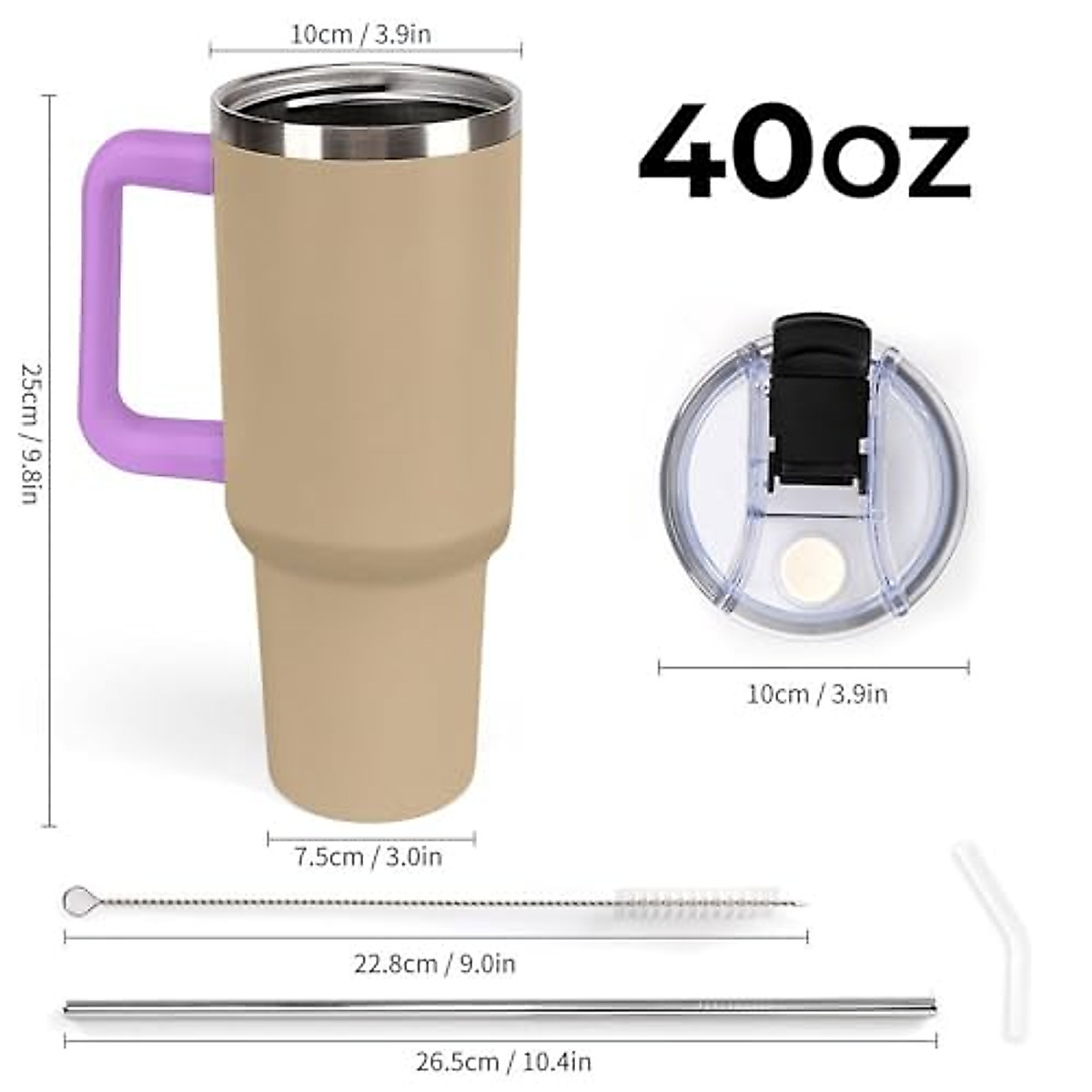 Plaid Moose Lumberjack Red Black 40 Oz Car Cup Stainless Steel Travel Mug Leak-Proof Insulated Tumbler with Handle Violet-style