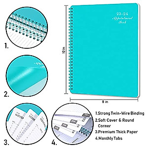 Weekly Appointment Book & Planner 2023-2024 - Daily Hourly Planner 2023-2024, 8" x 10", July 2023 - June 2024, 30-Minute Interval, Lay - Flat, Round Corner, Twin-Wire Binding, Thick Paper - Teal Green