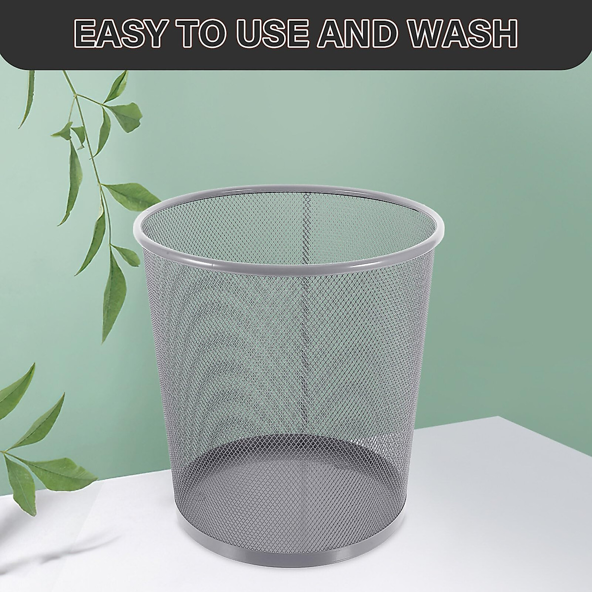 MAGICLULU Trashcan Circular Mesh Waste Paper Bin Round Trash Can Open Top Wastebasket Recycling Bins Garbage Can Waste Basket for Home Office Workspace Silver Metal Mesh Wastebasket