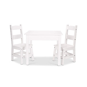 Melissa & Doug Toddler-Sized Kids White Wooden Furniture - Table and 4 Chairs