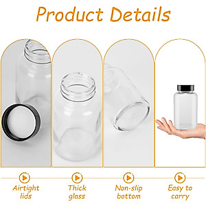 Keketin 15 Pack 4 oz Glass Shot Bottles with Lids,120ml Empty Glass Juice Bottles for Whiskey,Wide Mouth Clear Glass Bottles with Labels for Beverages,Milk,Drinking& Liquids Storage