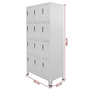 WooDlan Metal Storage Cabinet Locker Cabinet Tall Office Cabinet with 12 Compartments