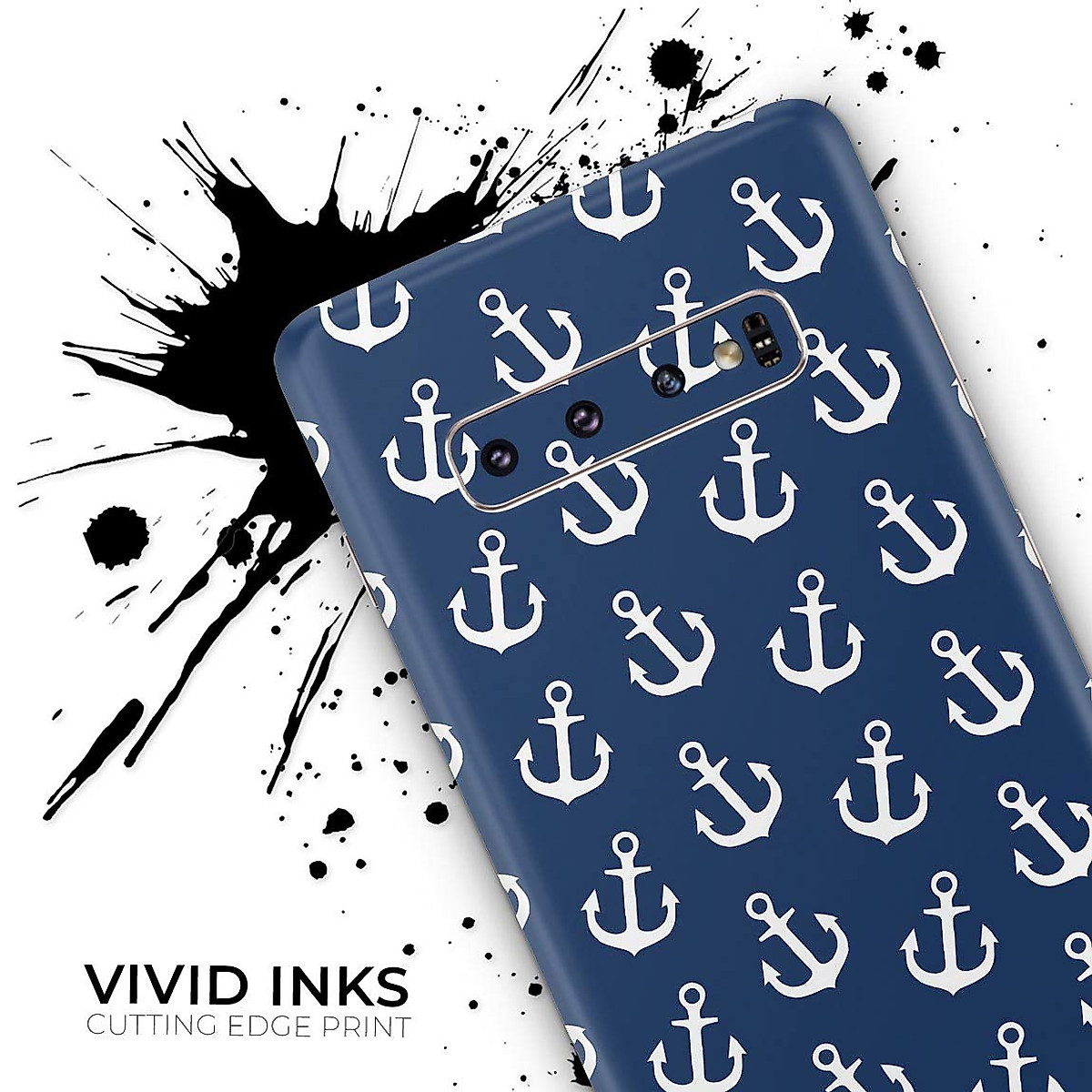 DesignSkinz Navy and White Micro Anchors Protective Vinyl Decal Wrap Skin Cover Compatible with The Samsung Galaxy S20 (Screen Trim & Back Glass Skin)