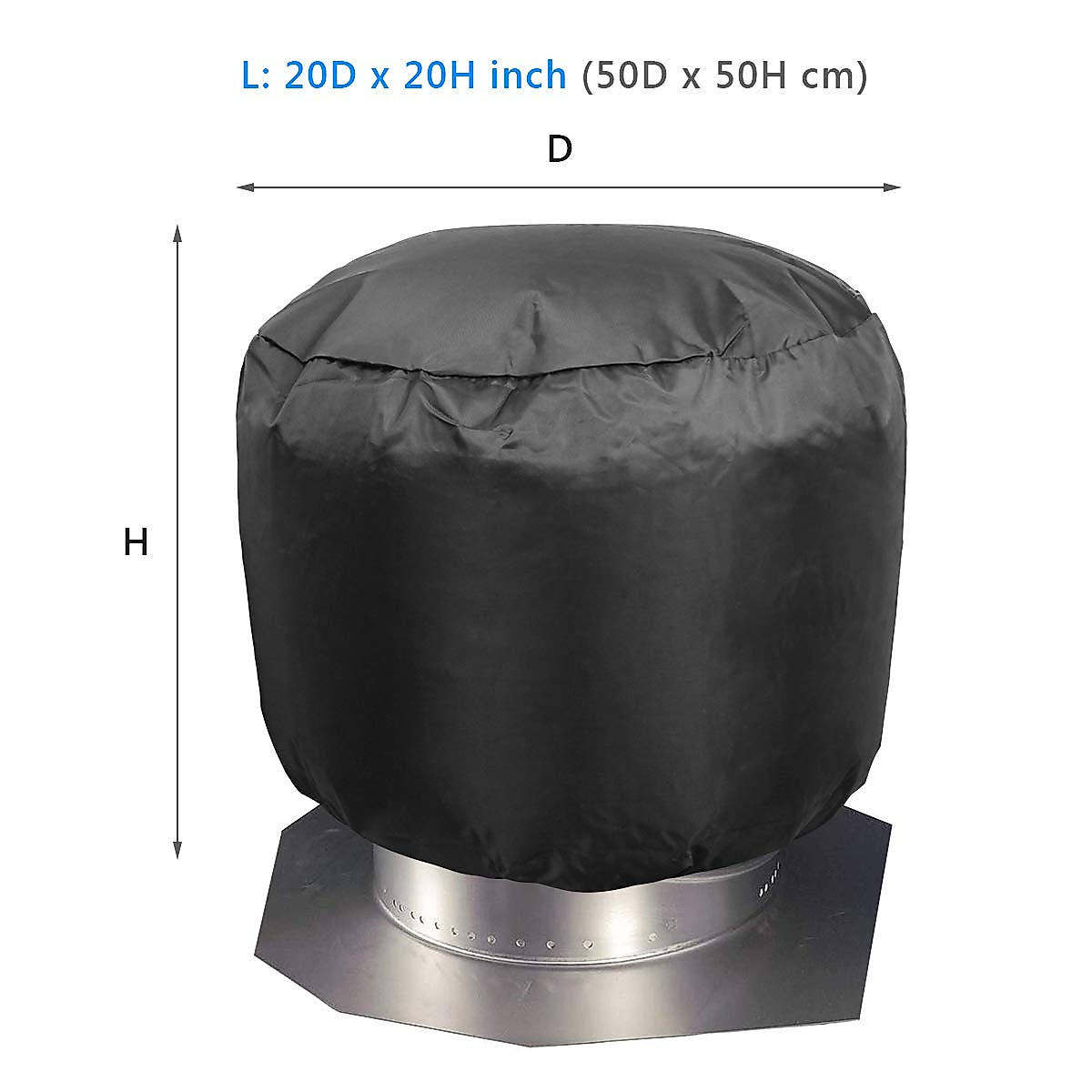 Turbine Vent Cover 2 Pack, Luxiv Roof Ventilator Cover Heavy Duty Turbine Ventilator Protector Shield Waterproof 420D Oxford Cloth Black (20D x 20W)