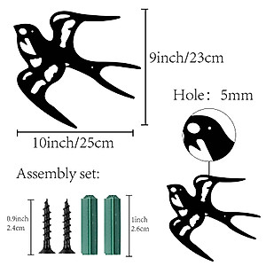 CREATCABIN Love Swallows Garden Sign Metal Wall Decor Tree Art Metal Bird Wall Art Signs Black Hanging for Christmas Halloween Home Decoration Indoor Outdoor Garden Aesthetic Bedroom 10x9inch