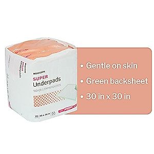 McKesson Super Disposable Underpads, 30" x 30", Polymer, Fluff, Non-Woven, 150 Count