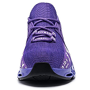 DYKHMILY Steel Toe Shoes for Women Lightweight Cushion Safety Sneakers Slip Resistant Breathable Indestructible Work Shoes Safety Toe Tennis Shoe(8.5,Purple,D91823)