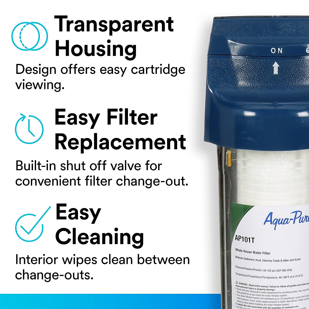 3M Aqua-Pure Whole House Standard Diameter Water Filter Transparent Plastic Housing AP101T, 5530002