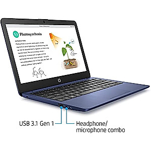 HP Stream 11 Laptop 11.6" Diagonal HD SVA Anti-Glare Display Intel Celeron N4000 Processor 4GB RAM 32GB eMMC USB-C Bluetooth Microsoft 365 for 1 Year Win10 Blue + HDMI Cable