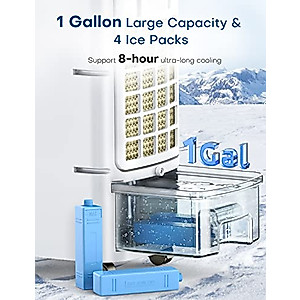 Evaporative Air Cooler, TEMEIKE 3-IN-1 Portable Air Conditioners for 1 Room, Windowless Swamp Cooler w/ 3 Modes & 3 Speeds, 70° Oscillation, Remote, Timer, Evaporative Cooler for Room Indoor Office