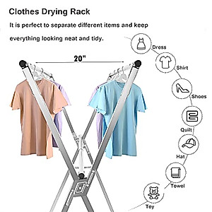 Kdpranky Clothes Drying Rack, Heavy Duty Foldable Laundry Drying Rack, Retractable Space Saving Drying Rack, Stainless Steel Garment Rack for Indoor and Outdoor Use, 1.5M/59IN