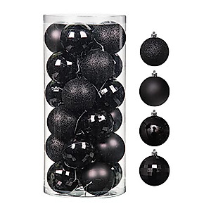 MOONET 24pcs 2.36in Christmas Decoration Balls Shatterproof Color Set Ornaments Balls for Festival Wedding Home Party Decors Xmas Tree Hanging (60mm Black)