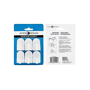 InterDesign Self-Adhesive Mini Hook, White, Set of 6