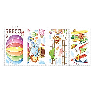 DECOWALL DA-1606N1506C Animal Hot Air Balloon Height Growth Chart and Biplanes Kids Wall Stickers Wall Decals Peel and Stick Removable Wall Stickers for Kids Nursery Bedroom Living Room d?cor