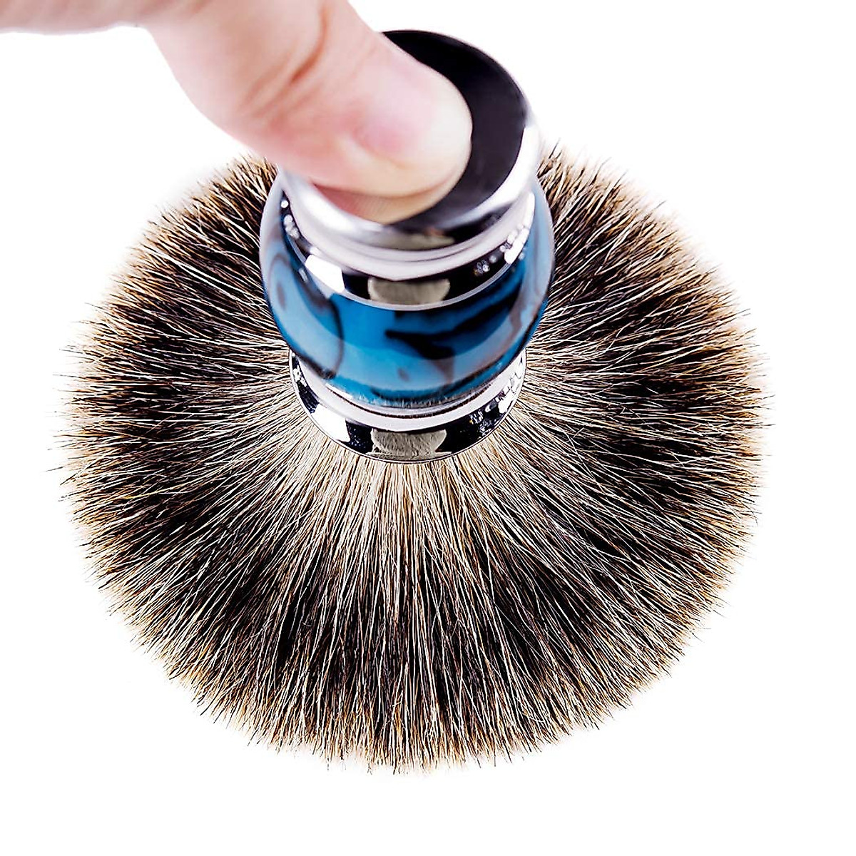 Grandslam Finest Badger Shaving Brush with Resin Handle- Engineered for the Best Shave of Your Life (Blue)