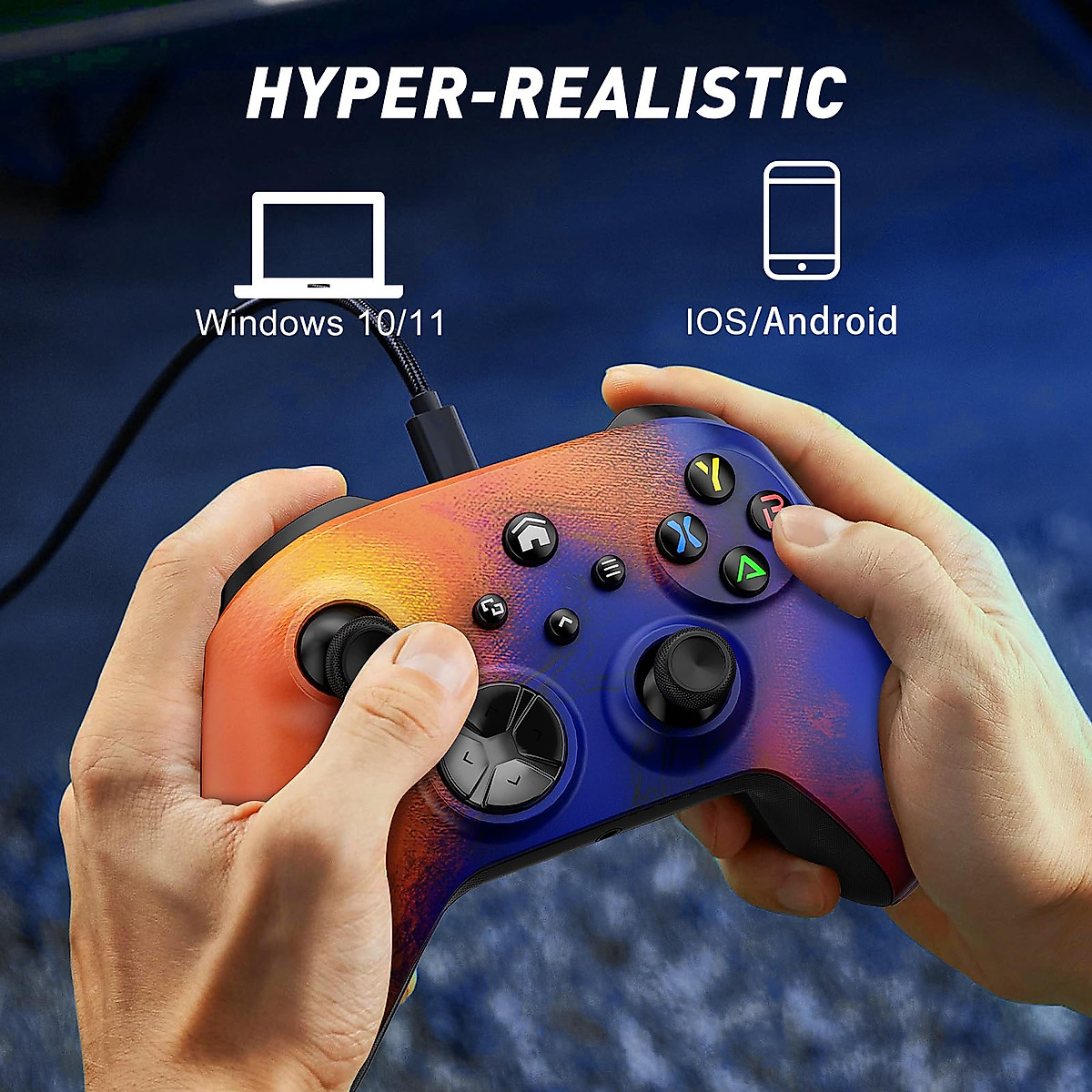 Dinosoo Wireless Controller for Android Windows PC Steam Games, Dual Vibration TURBO Macro Function Hall Trigger 3.5mm Headphone Jack - Oil Painting (Can't Connect to Xbox for Now)