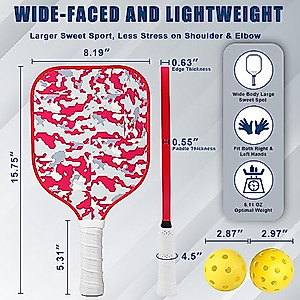 INSUM Camouflage Graphite Fiberglass Pickleball Paddles - Set of 4 Lightweight Paddles,4 Pickleball Balls,4 Overgrips with Cover Bag Pickleball Multiple Colors for Beginner