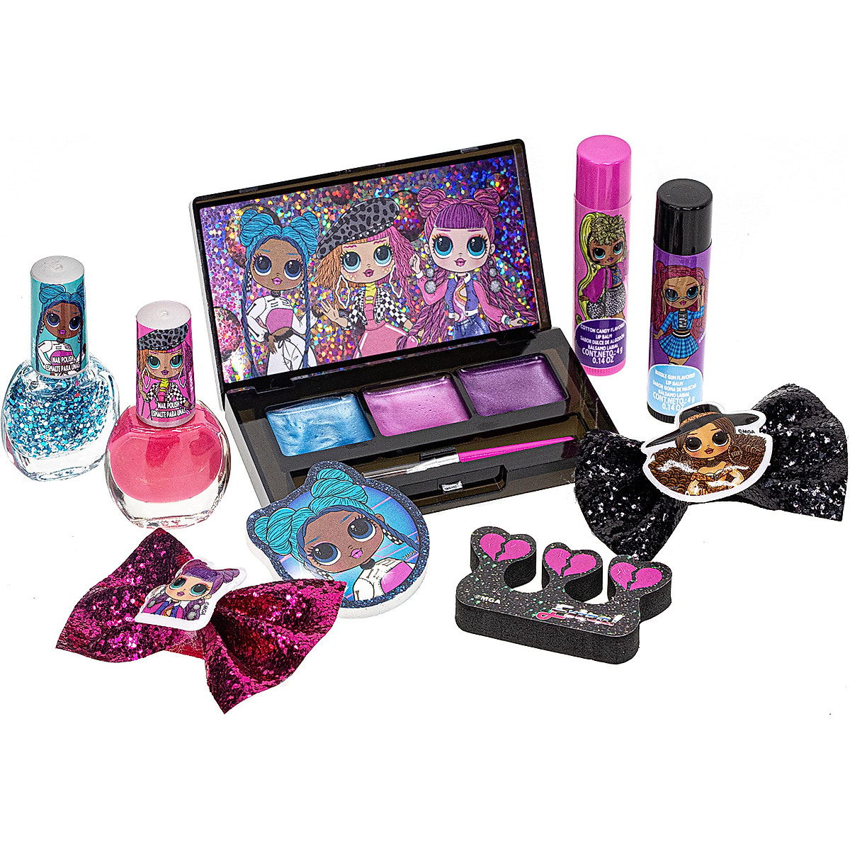 L.O.L Surprise! Townley Girl Backpack Cosmetic Makeup Set with Flip-up Mirror includes Lip Gloss, Nail Polish, Hair Bow & more for Kid Tweens Girls, Ages 3+ perfect for Parties, Sleepovers & Makeovers