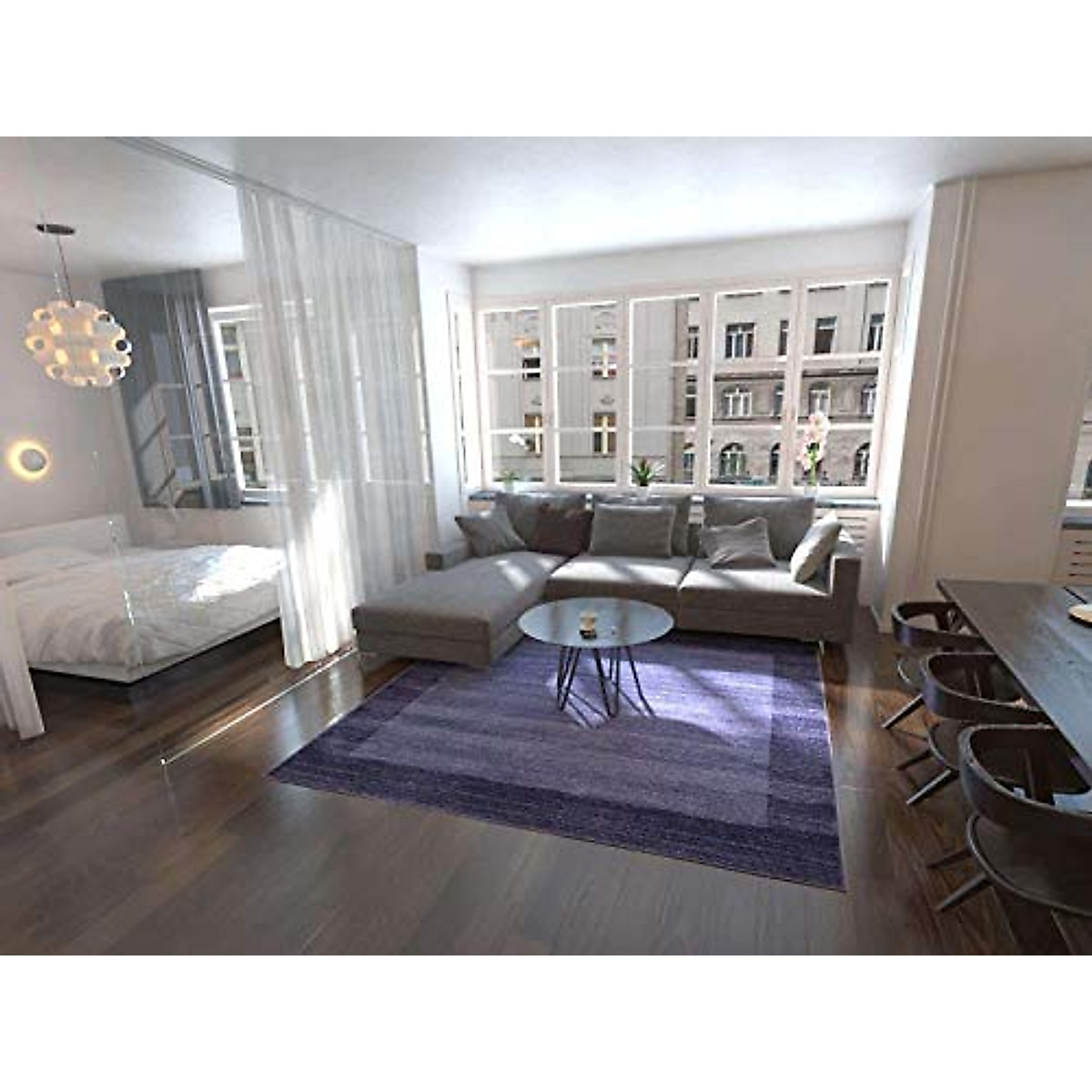 Unique Loom Del Mar Collection Area Rug - Abigail (7' 10" Square, Navy Blue/ Blue)