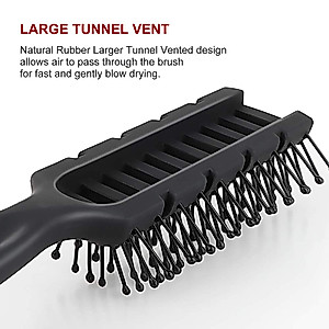 Vent Hair Brush, 11 Row Vented Hairbrush for Men and Women, Vent Brushes With Ball Tipped Bristles for Wet Short Curly Straight Hair Blow Drying Quickly(Black)