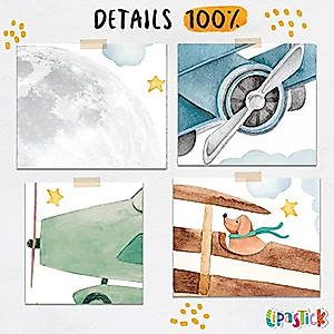 Lipastick Large Airplane Wall Decals for Kids - Premium Kids Wall Stickers Aircrafts - Creative Nursery Wall Decal for children's room, bedrooms - Plane Baby Nursery Wall Decor - Large Vinyl Wall Decal S Size (S, 15082113)