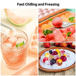 Voraiya®Ice Cube Trays, Round Ice Cube Tray with Lid & Bin, Ice Ball Maker Mold for Freezer, Mini Circle Ice Cube Tray, 66PCSx1.1in Ice Sphere Mold for Cocktail,Whiskey,Coffee,2 Trays